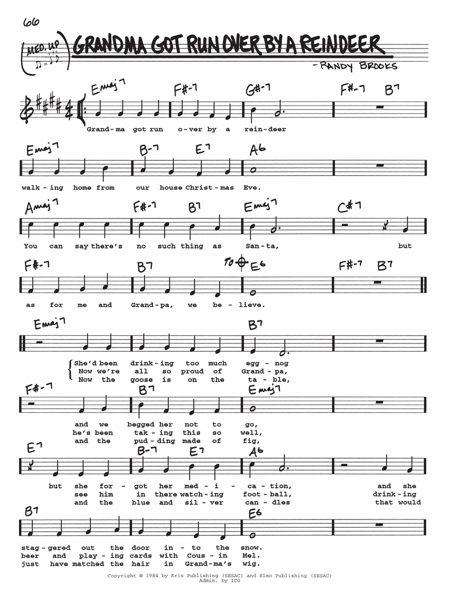 Grandma Got Run Over By A Reindeer By Randy Brooks Piano Digital