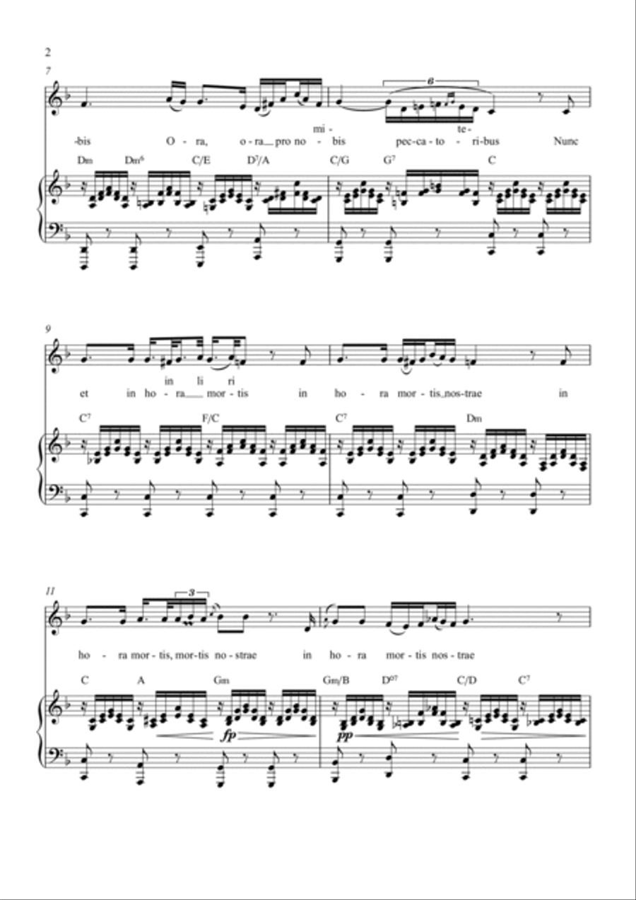 Ave Maria Schubert - Contralto with chords in F by Franz Schubert ...