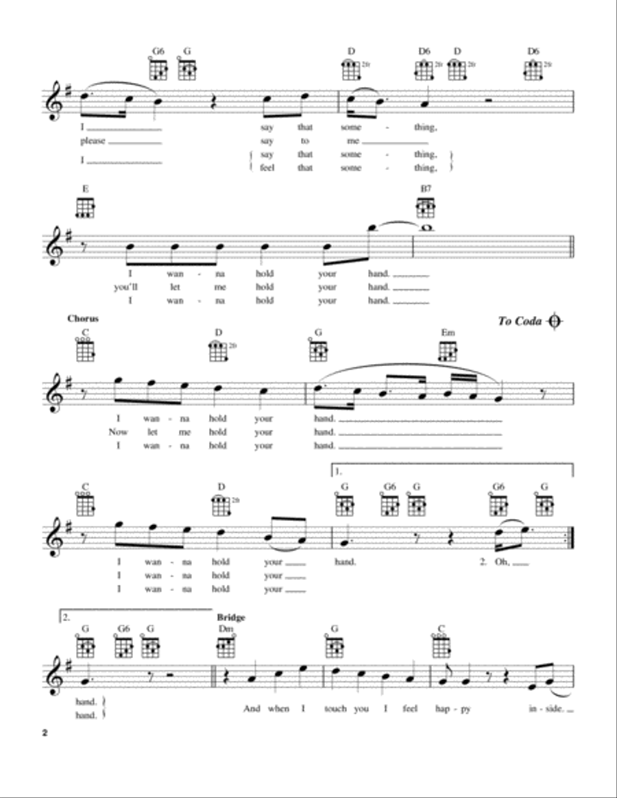 I Want To Hold Your Hand By The Beatles Ukulele Digital Sheet Music