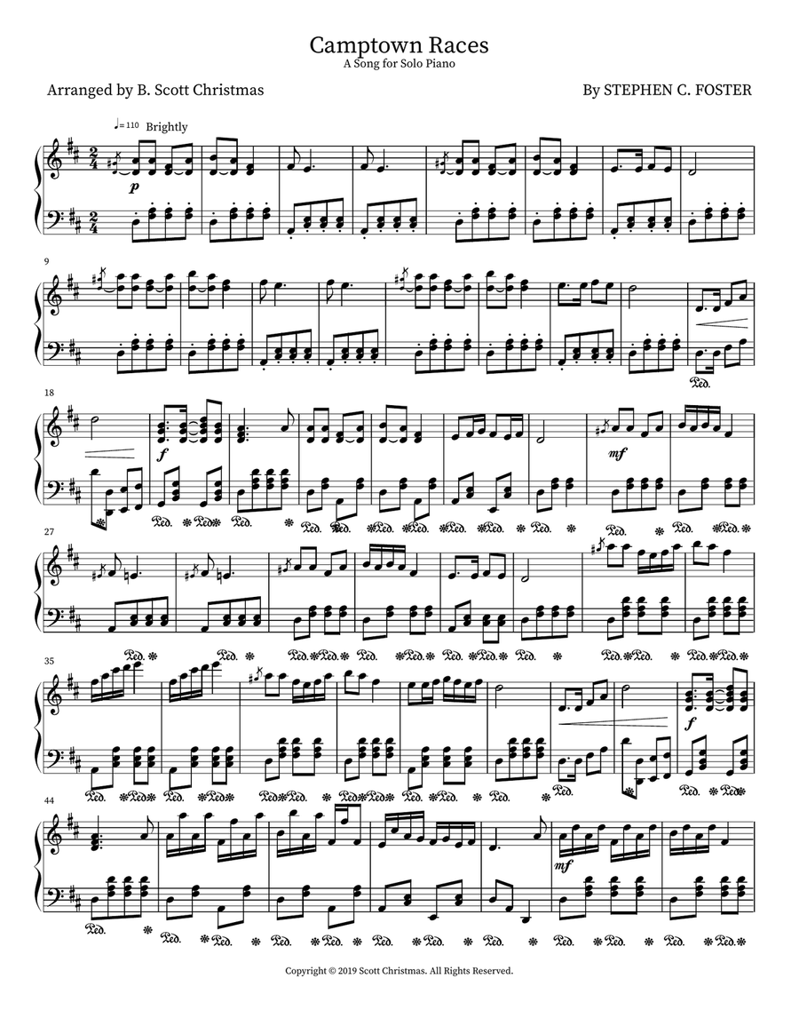 Camptown Races By Stephen Foster Part Digital Sheet Music Sheet