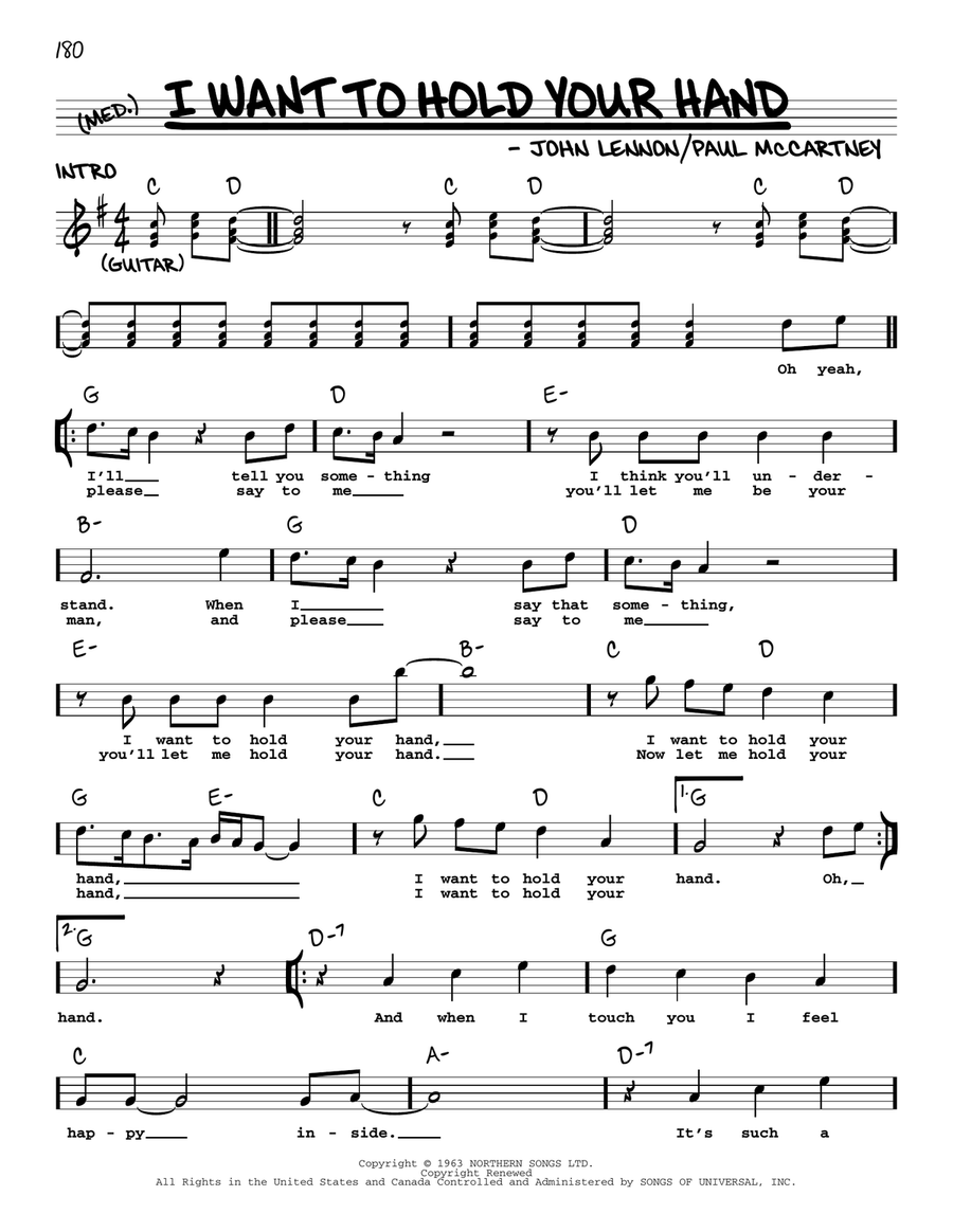 I Want To Hold Your Hand By The Beatles Piano Digital Sheet Music