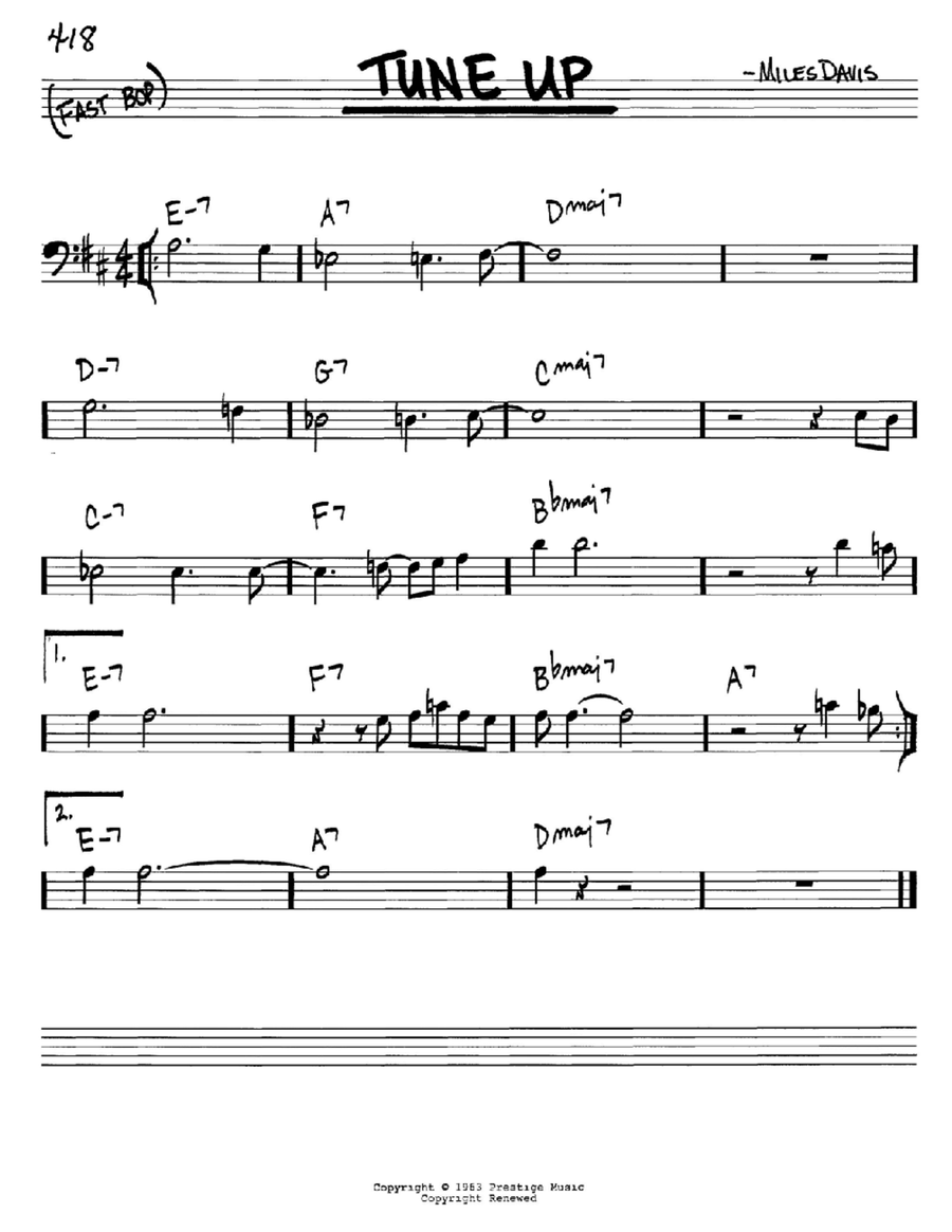 Tune Up by Miles Davis - Piano - Digital Sheet Music | Sheet Music Plus