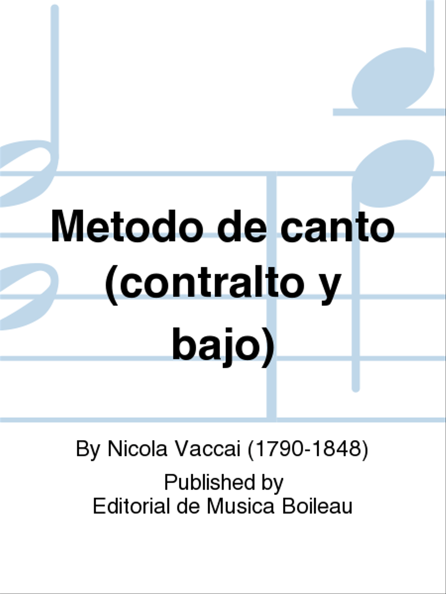 Metodo de canto (contralto y bajo) by Nicola Vaccai - Contralto Voice ...