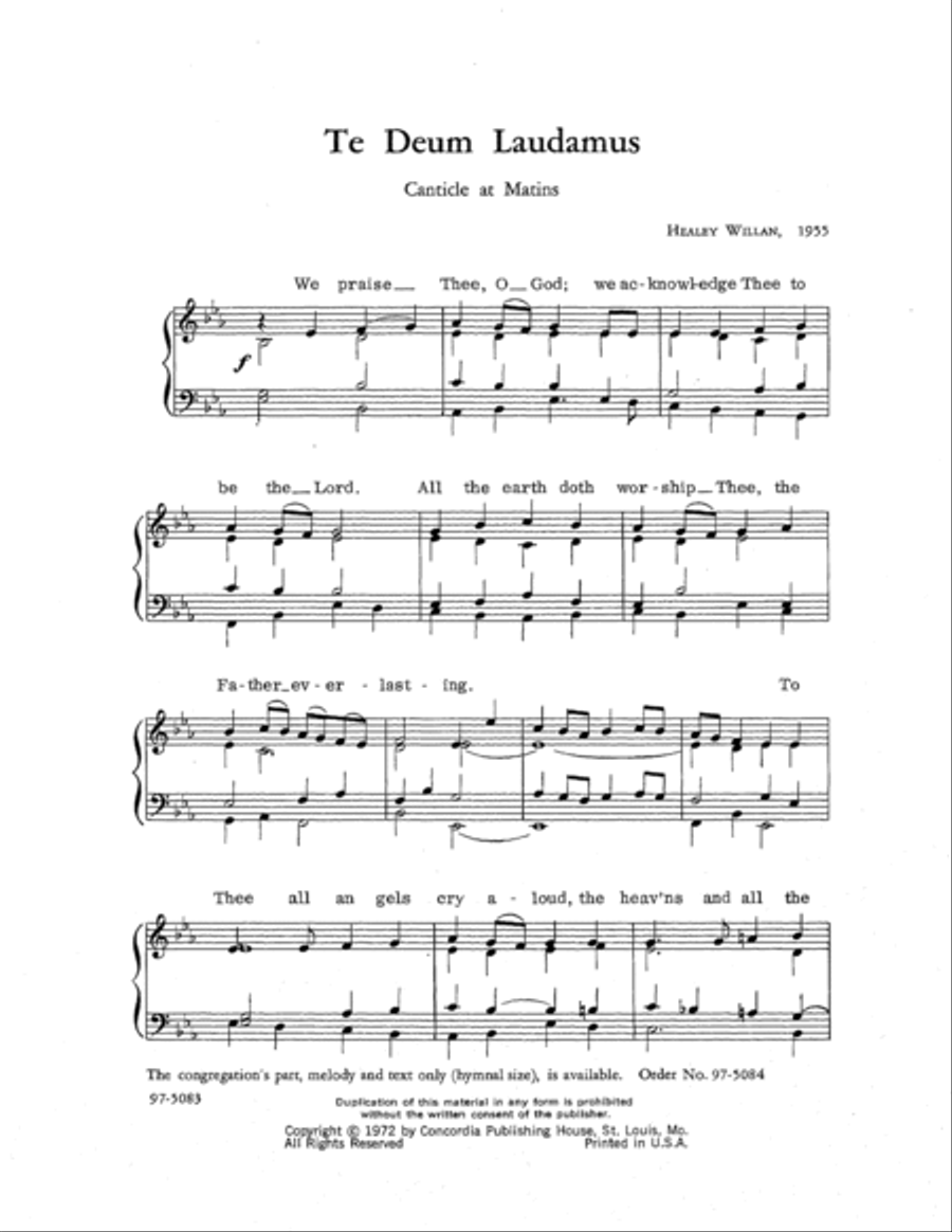 Te Deum Laudamus / We Praise Thee, O God - Congregation by Healey ...