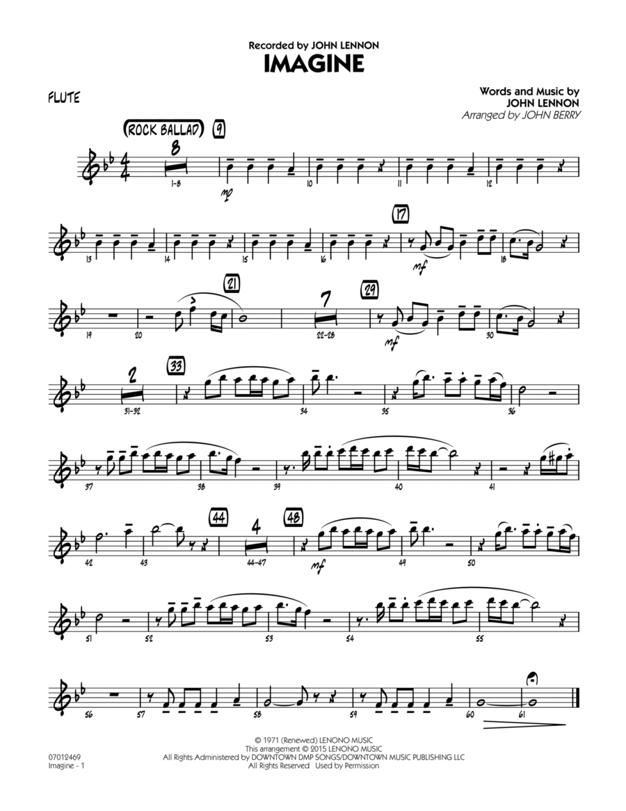 Imagine - Flute by John Lennon - Jazz Ensemble - Digital Sheet Music ...