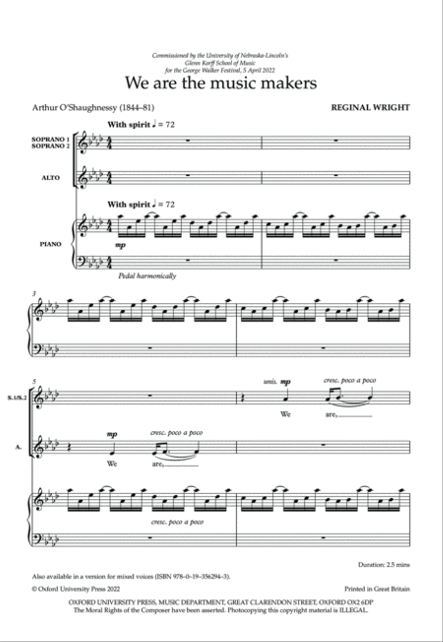 We are the music makers - SSA - Digital Sheet Music | Sheet Music Plus