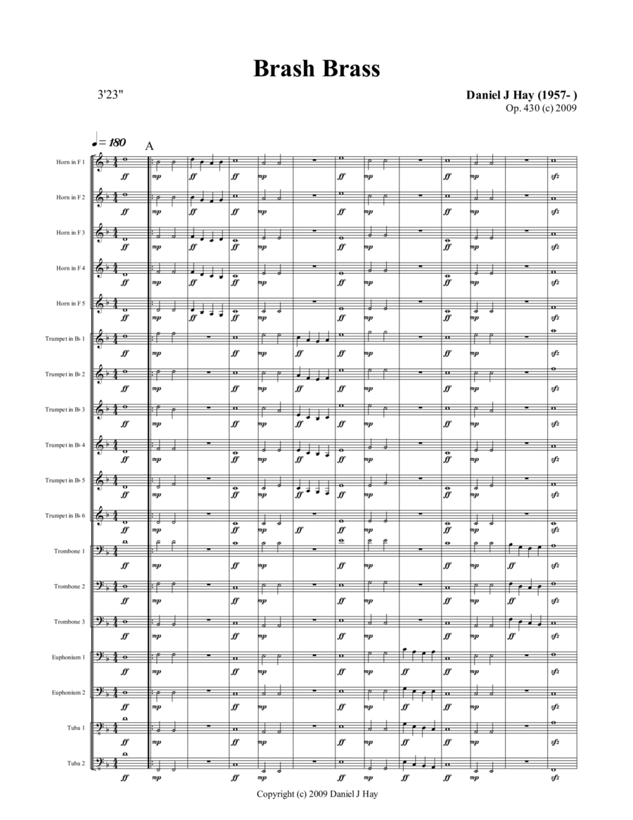 Brash Brass (Opus 430) - Score Only - Brass Ensemble - Digital Sheet ...