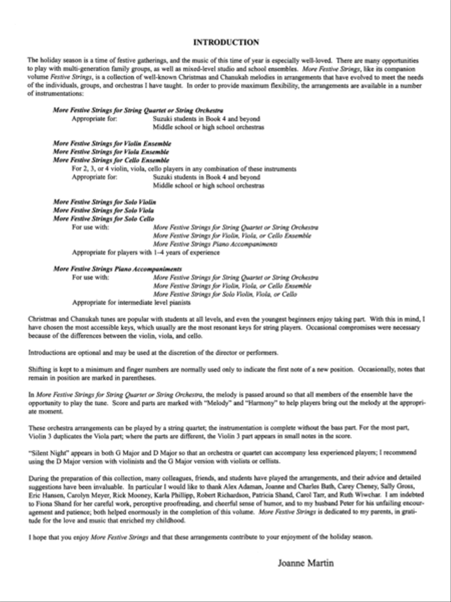 More Festive Strings for String Quartet or String Orchestra by Joanne ...