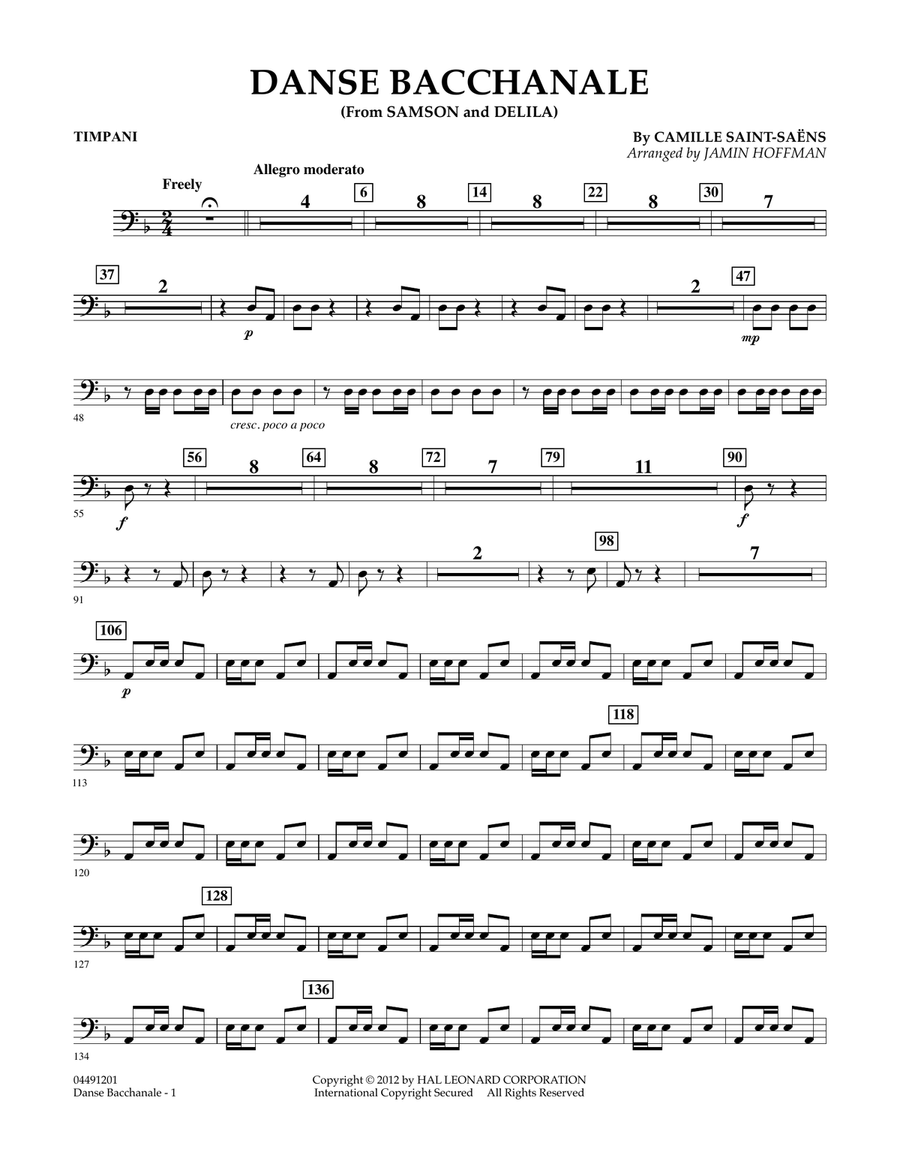 Danse Bacchanale (from Samson And Delila) - Timpani by Camille Saint ...