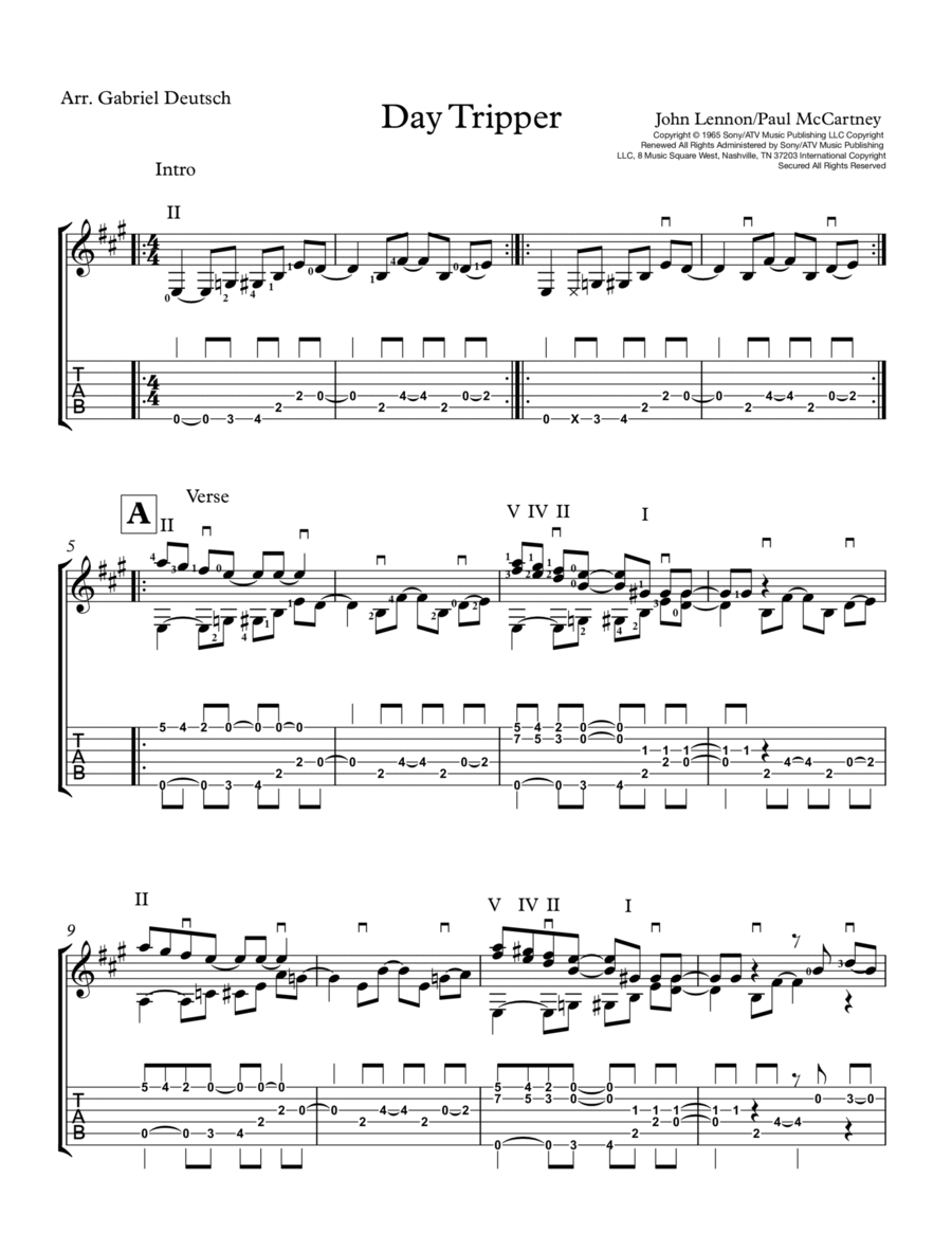 Day Tripper by The Beatles - Guitar Solo - Digital Sheet Music | Sheet ...