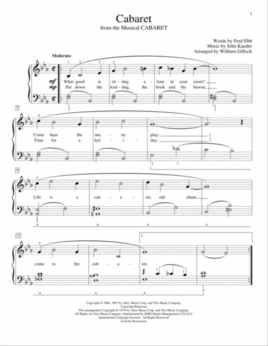 Cabaret (arr. William Gillock) by William L. Gillock - Piano Method ...