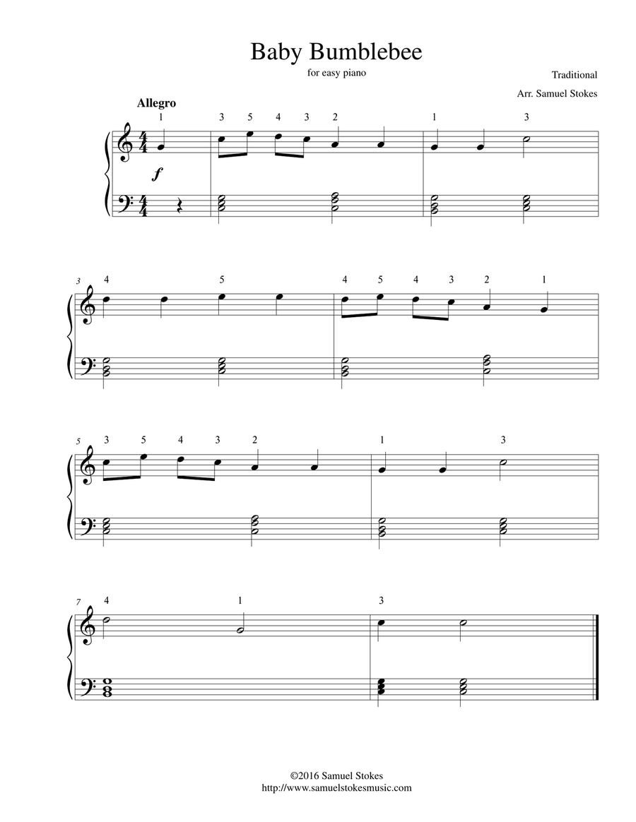 Baby Bumblebee - for easy piano by Traditional - Piano Method - Digital ...