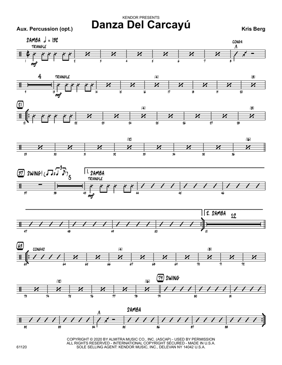 Danza Del Carcayu Aux Perc 1 By Kris Berg Jazz Ensemble Digital