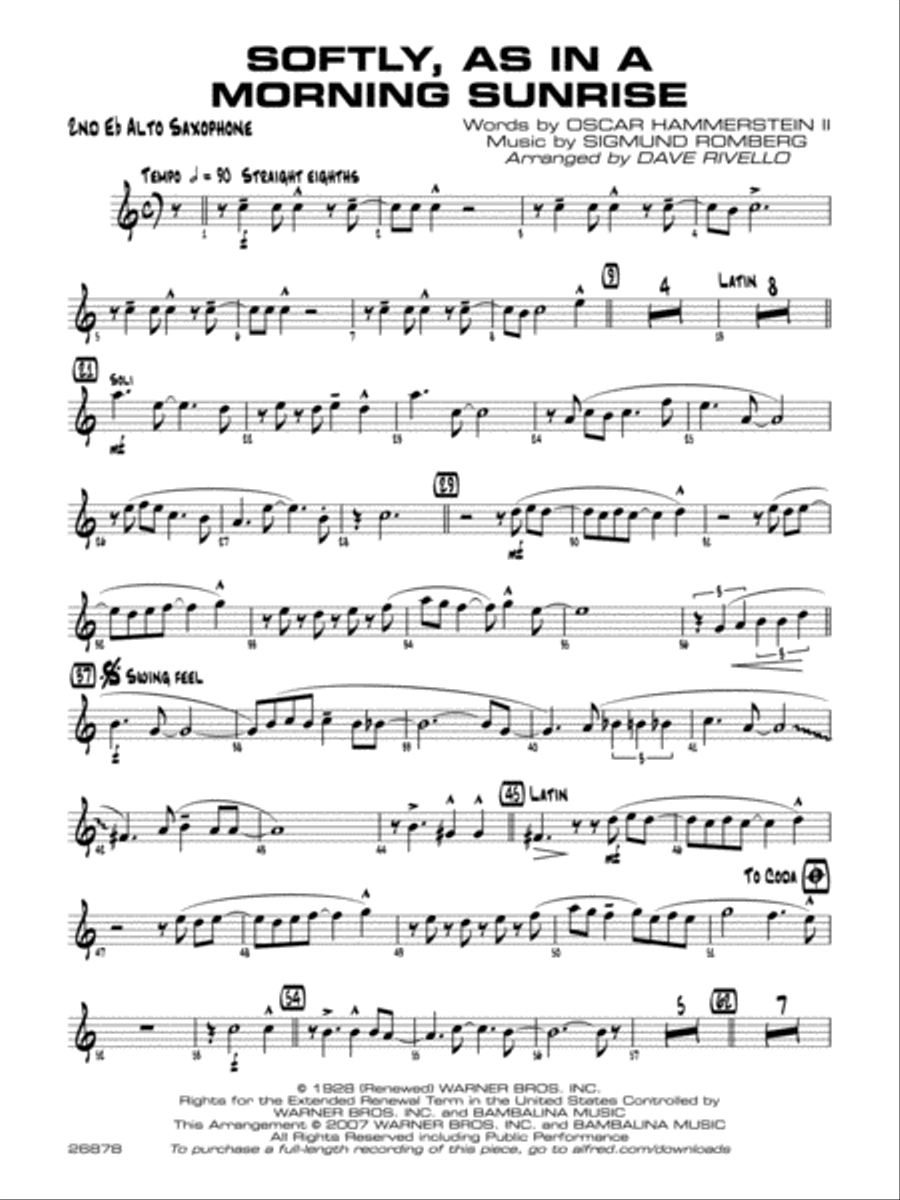 Softly, As in a Morning Sunrise: 2nd E-flat Alto Saxophone - Jazz ...