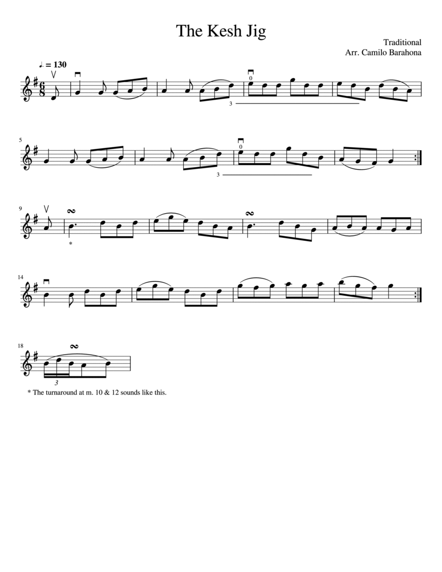 Kesh Jig : Fiddle & Chords - Violin Solo - Digital Sheet Music | Sheet ...