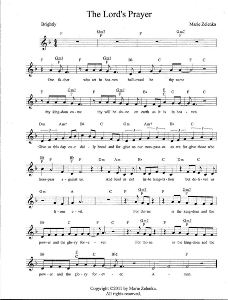 The Lord's Prayer - Lead Sheet - Voice Solo - Digital Sheet Music ...