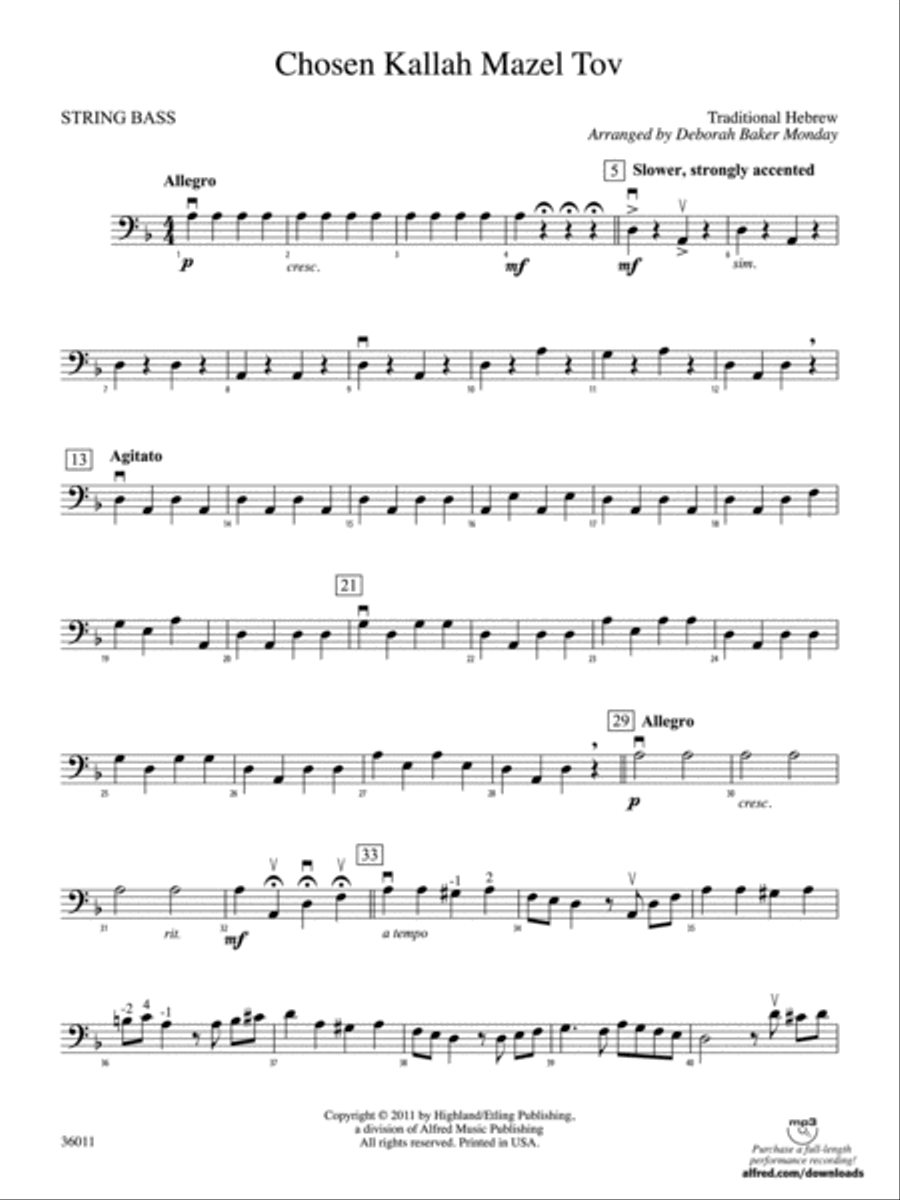 Chosen Kallah Mazel Tov: String Bass by Deborah Baker Monday - String ...