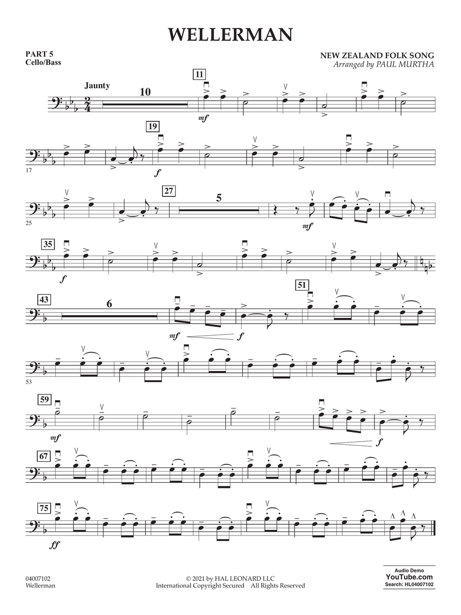 Wellerman Arr Paul Murtha Pt 5 Cellobass By Paul Murtha