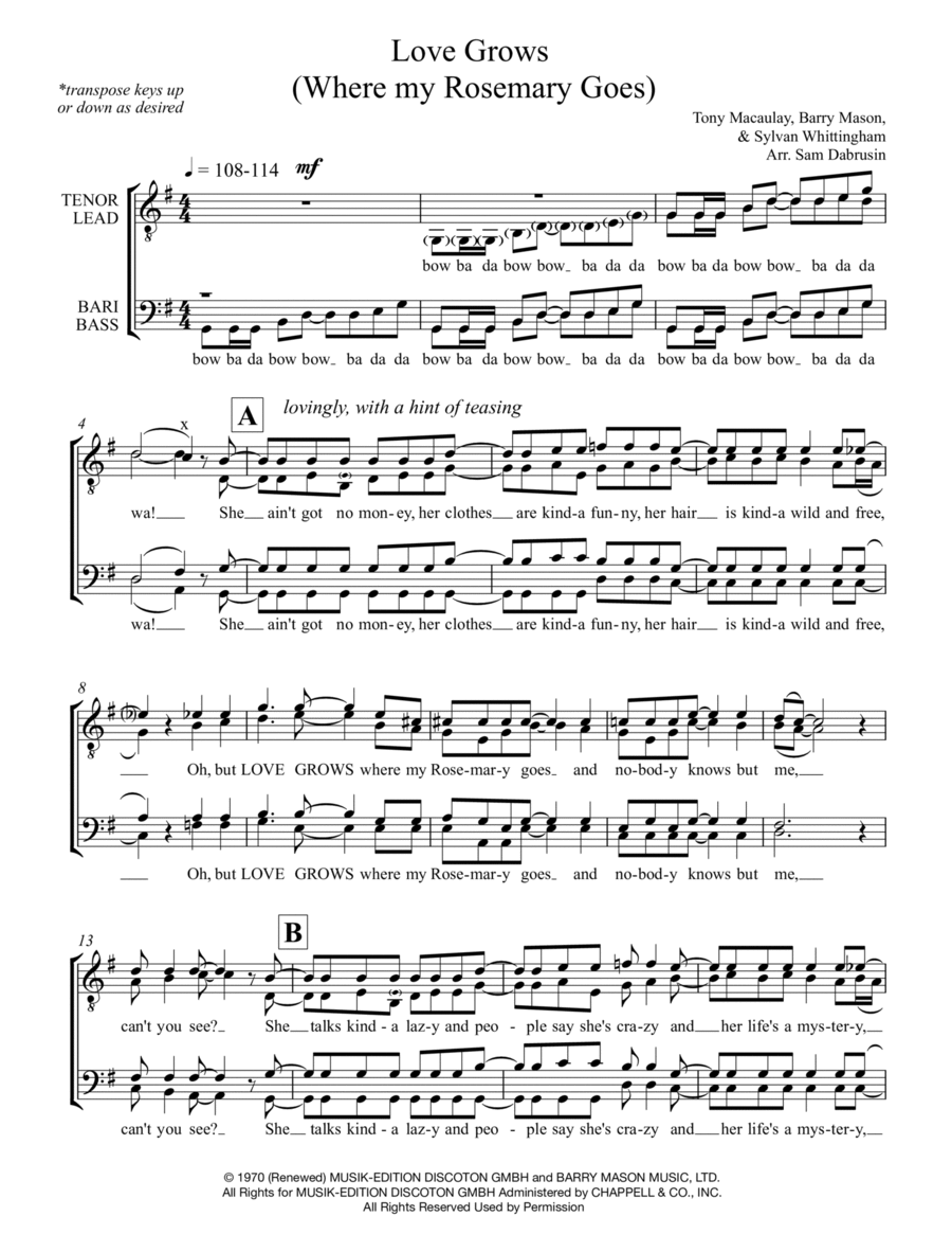 Love Grows (Where My Rosemary Goes) - Piano, Vocal, Guitar - Digital ...