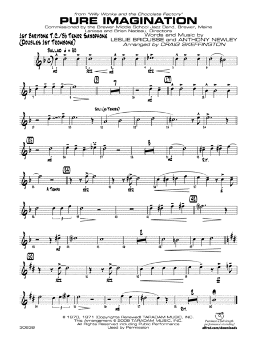 Pure Imagination (from Willy Wonka and the Chocolate Factory): Baritone ...