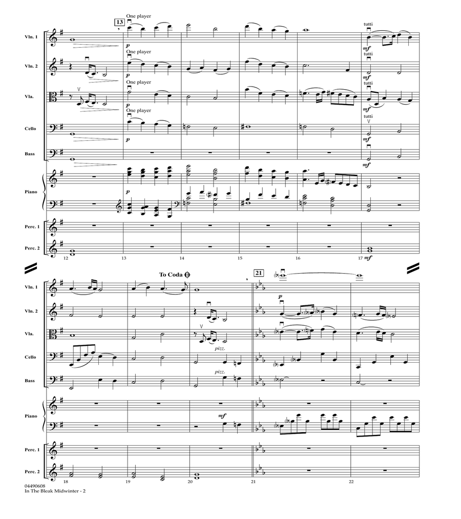In The Bleak Midwinter Full Score By Gustav Holst String Orchestra