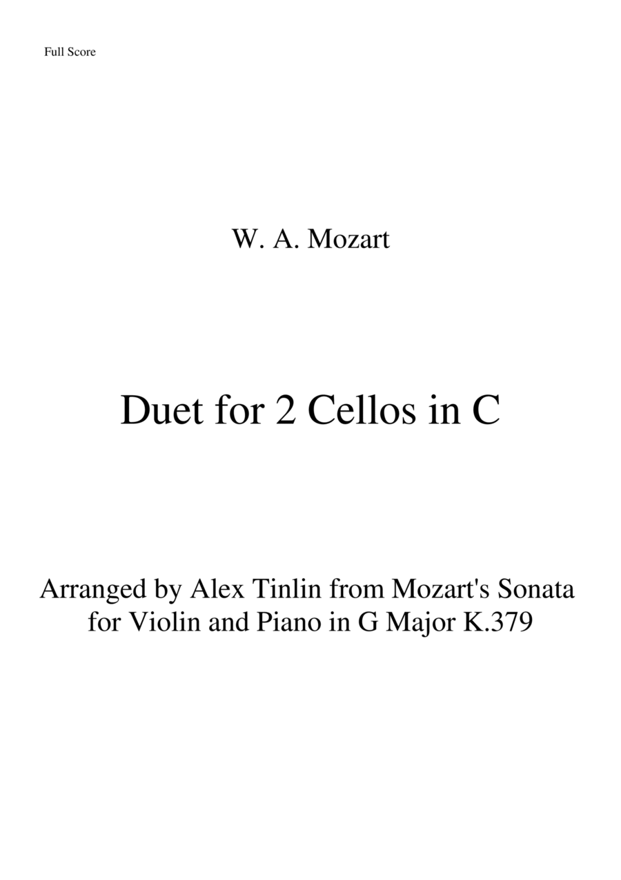 Duet for 2 Cellos in C by Wolfgang Amadeus Mozart - String Duet ...