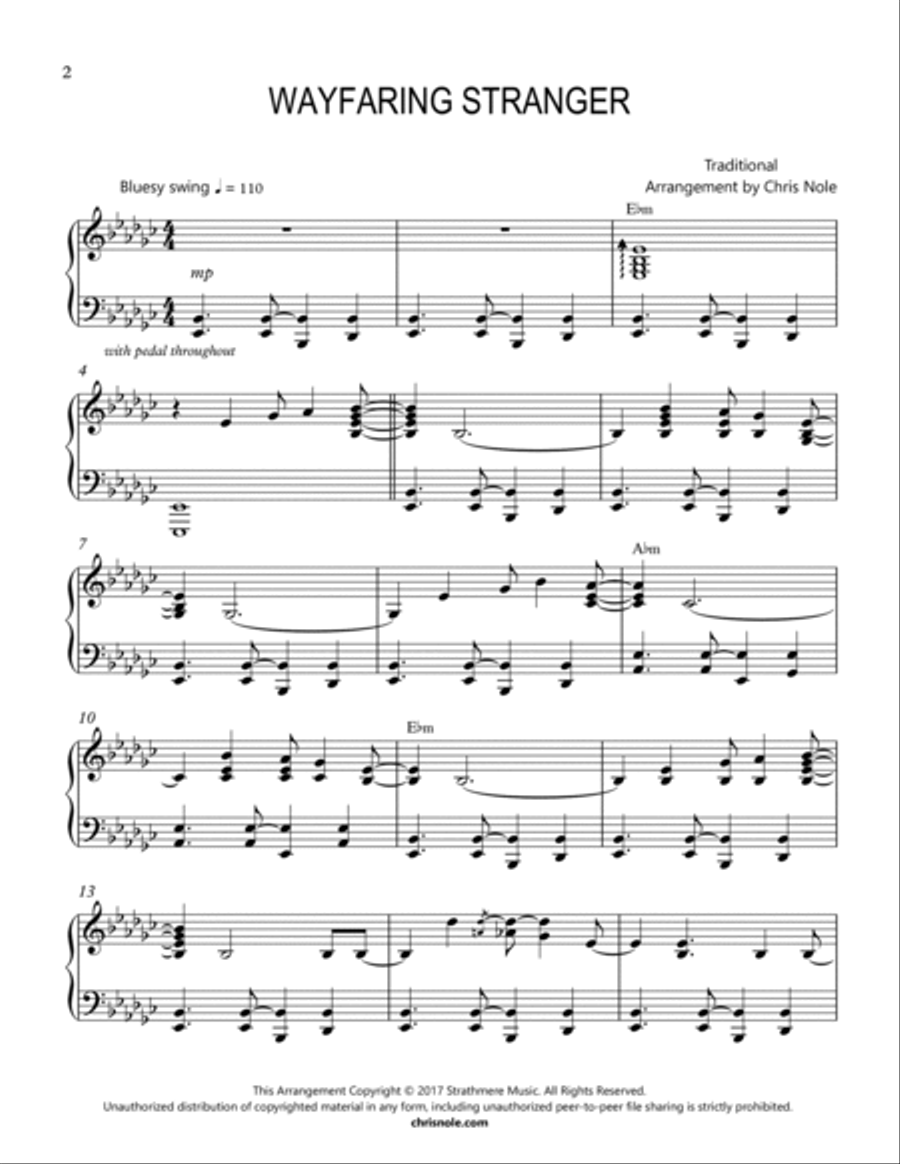 Wayfaring Stranger By Traditional Piano Solo Digital Sheet Music
