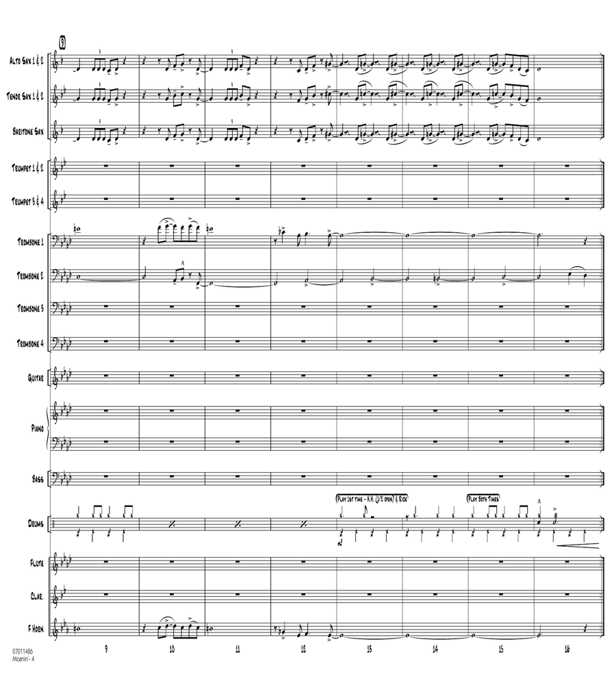 Moanin Conductor Score Full Score By Charles Mingus Jazz