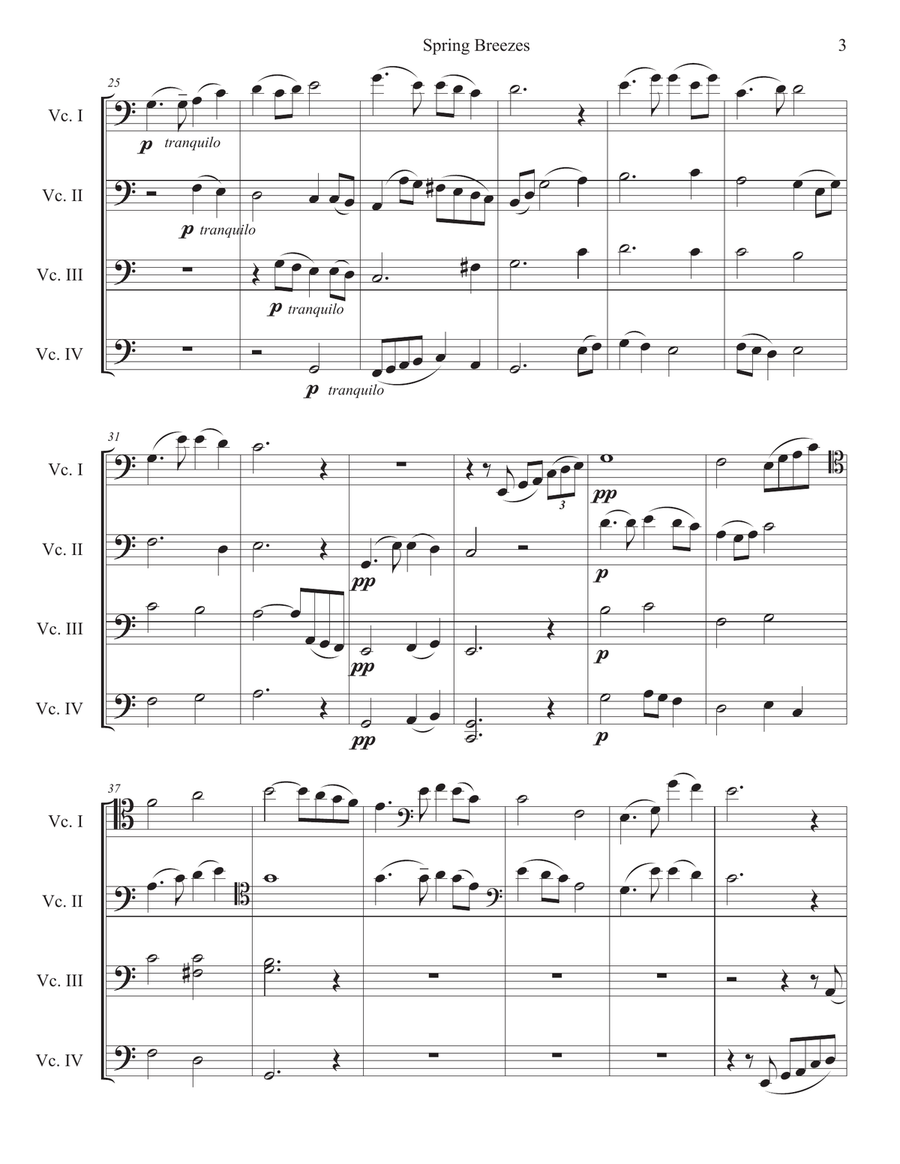 Spring Breeze (望春風) for cello quartet - Cello - Digital Sheet Music ...