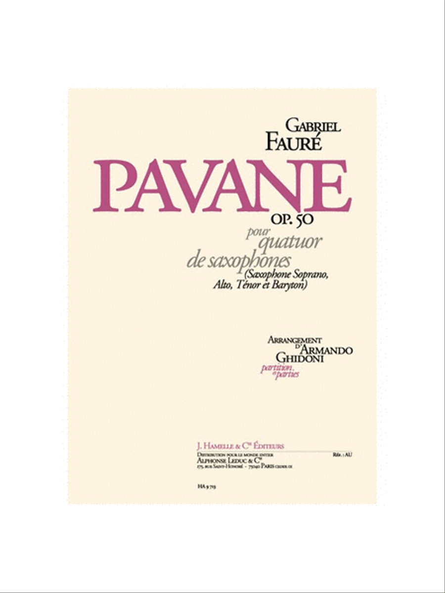 Pavane, Op. 50 Pour 4 Saxophones (satb) by Gabriel Faure - Saxophone ...
