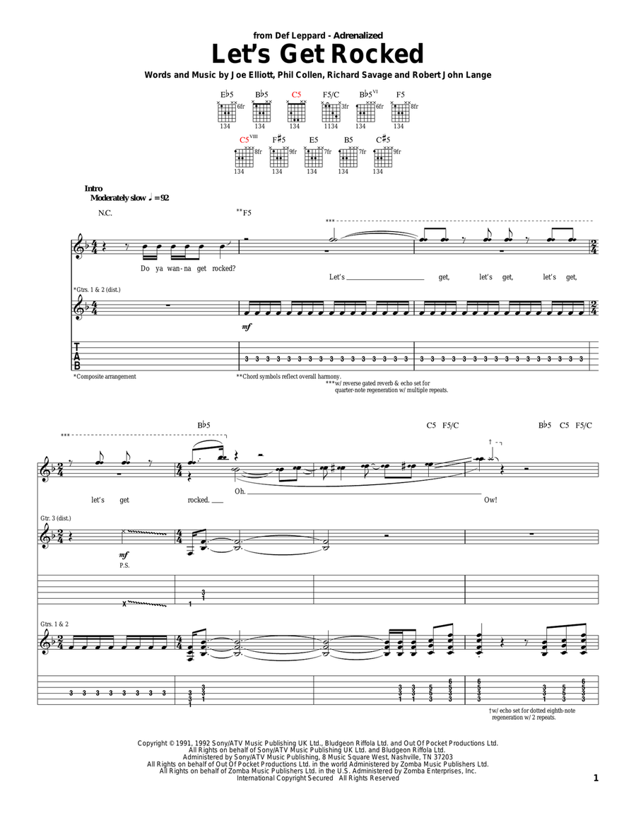 Lets Get Rocked By Def Leppard Electric Guitar Digital Sheet Music Sheet Music Plus