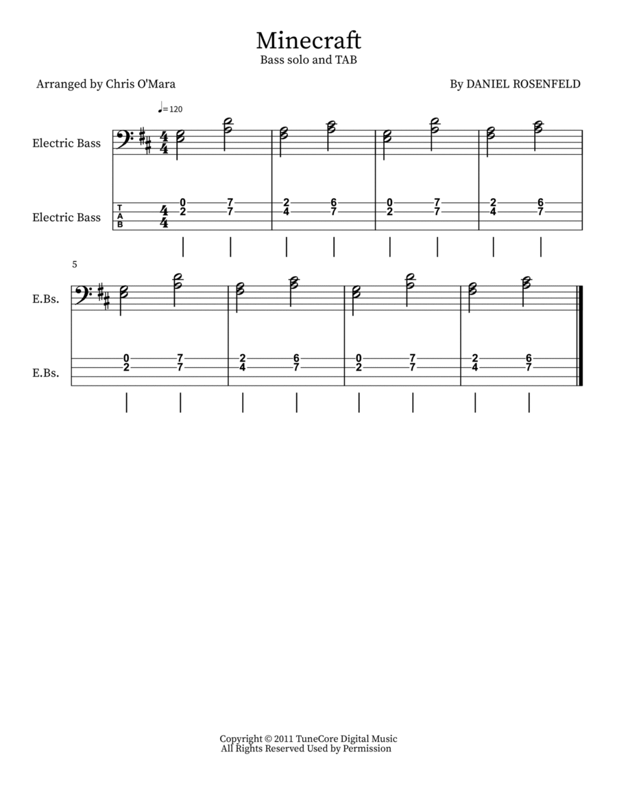 Minecraft by C418 - Bass Guitar - Digital Sheet Music | Sheet Music Plus