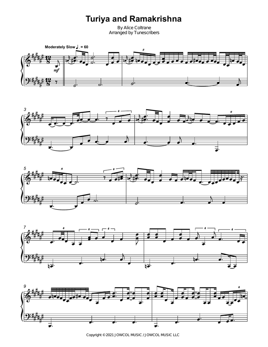 Turiya and Ramakrishna - Piano Solo - Digital Sheet Music | Sheet Music ...