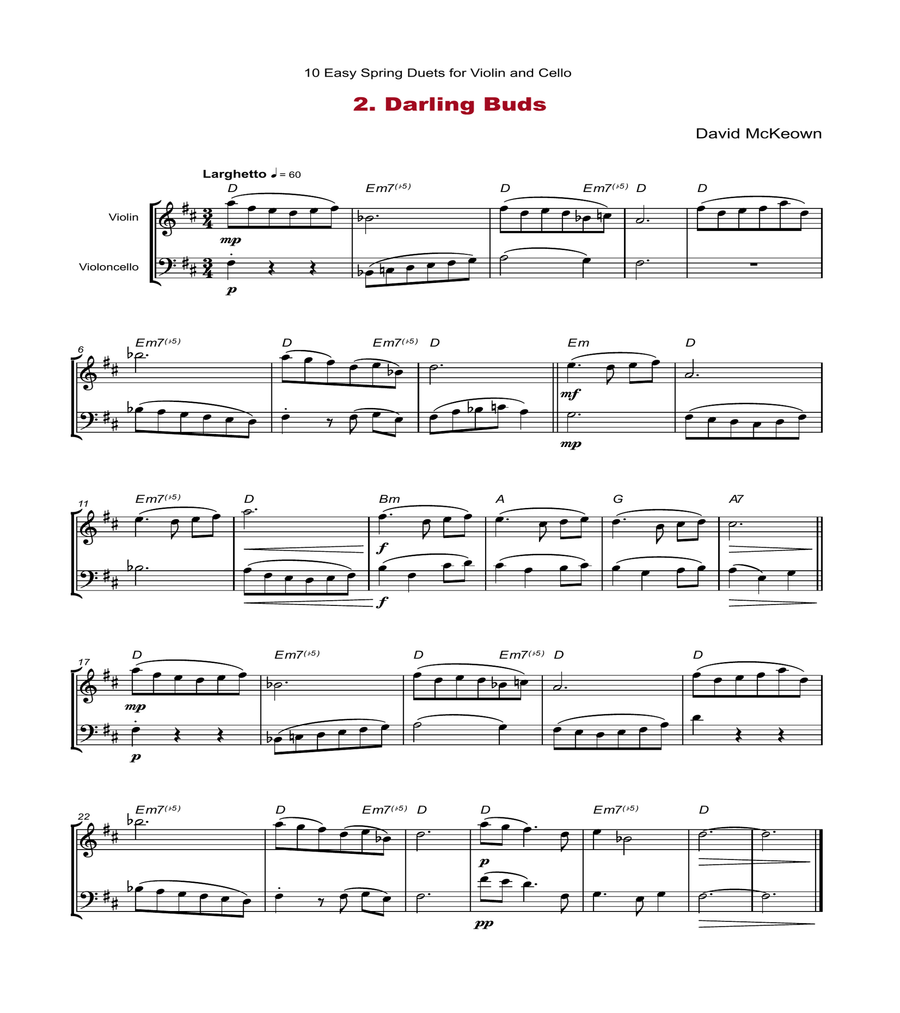 10 Easy Spring Duets for Violin and Cello by David McKeown - String ...