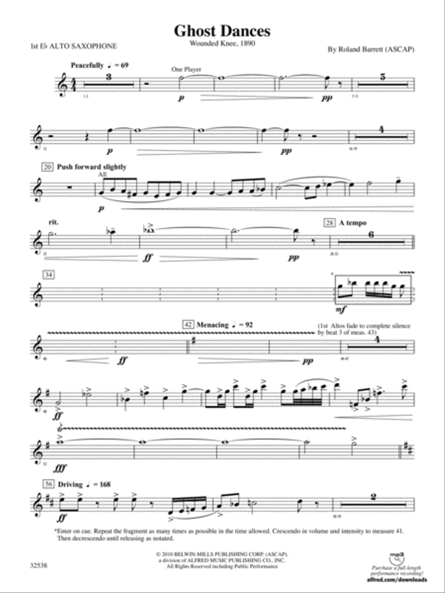Ghost Dances E Flat Alto Saxophone By Roland Barrett Concert Band