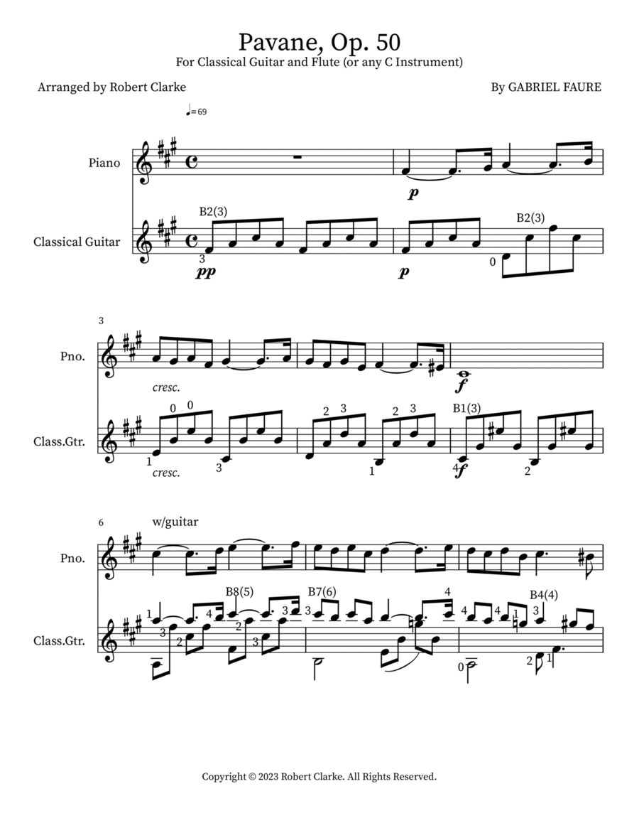 Pavane, Op. 50 by Gabriel Faure - Acoustic Guitar, Classical Guitar ...