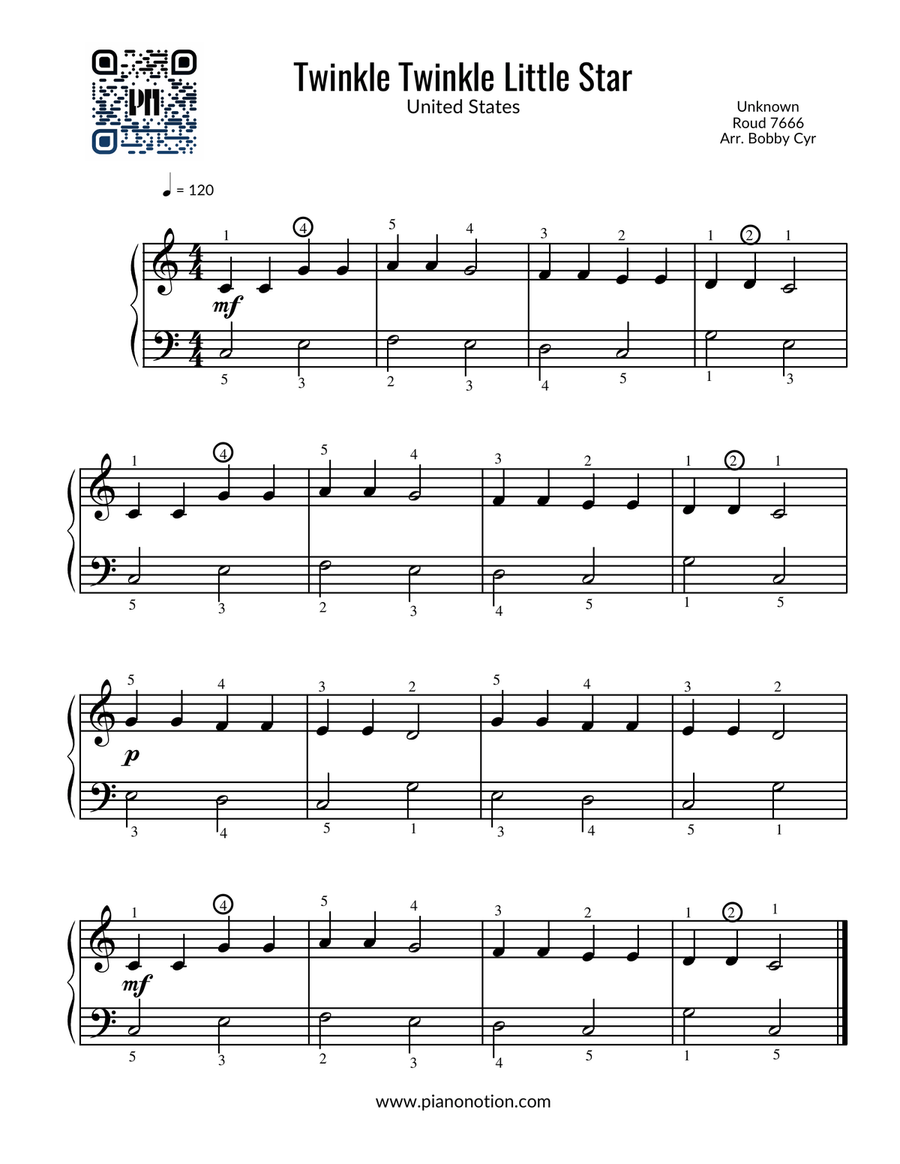 Twinkle Twinkle Little Star - Nursery Rhymes (Easy Piano Solo) - Easy ...