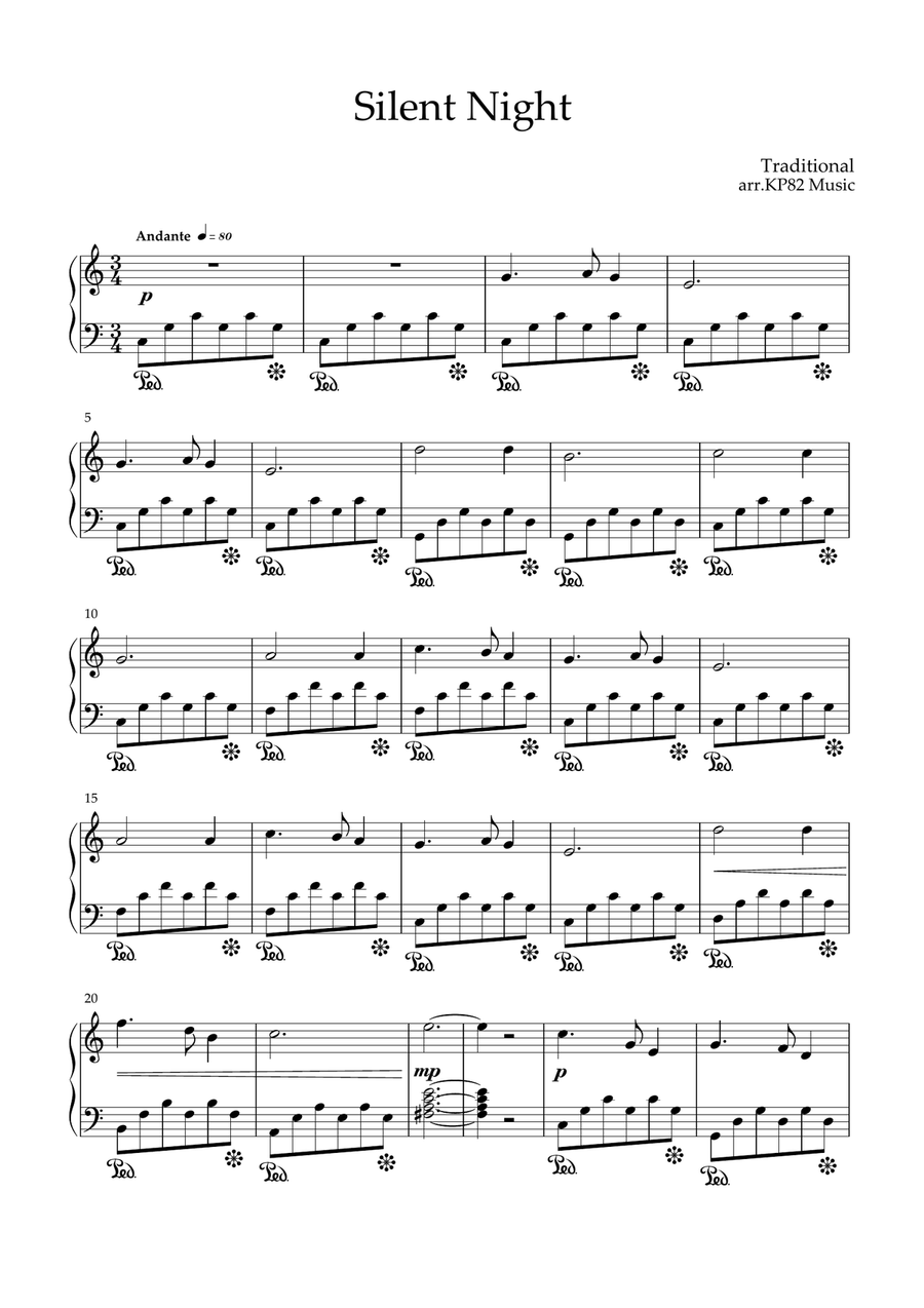 Silent Night - Piano Solo by Franz Xaver Gruber - Piano Solo - Digital ...