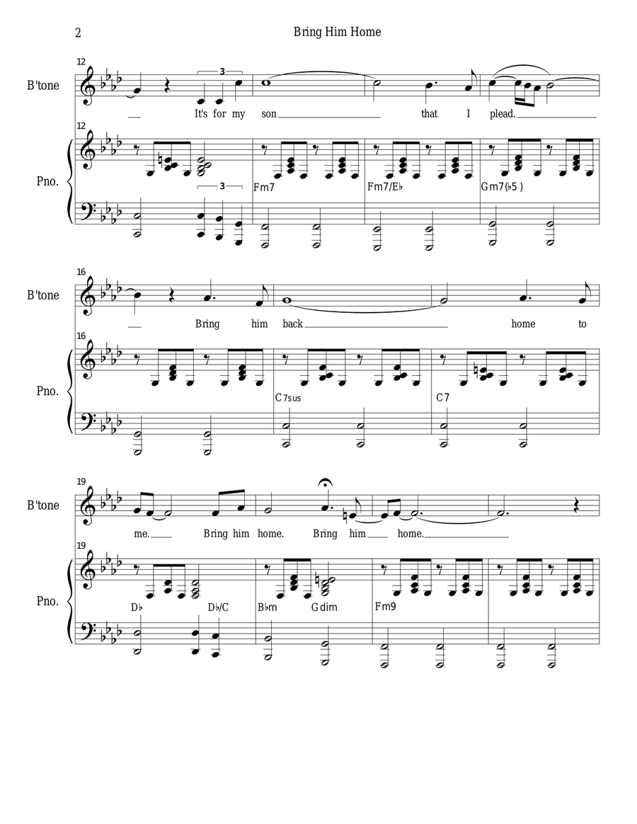 Bring Him Home By Stephen Decesare Voice Digital Sheet Music Sheet Music Plus