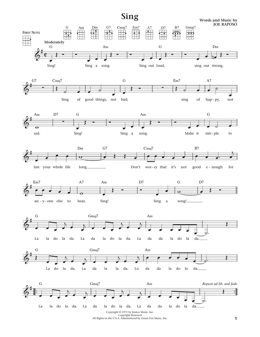 Sing From The Daily Ukulele Arr Liz And Jim Beloff By Joe Raposo