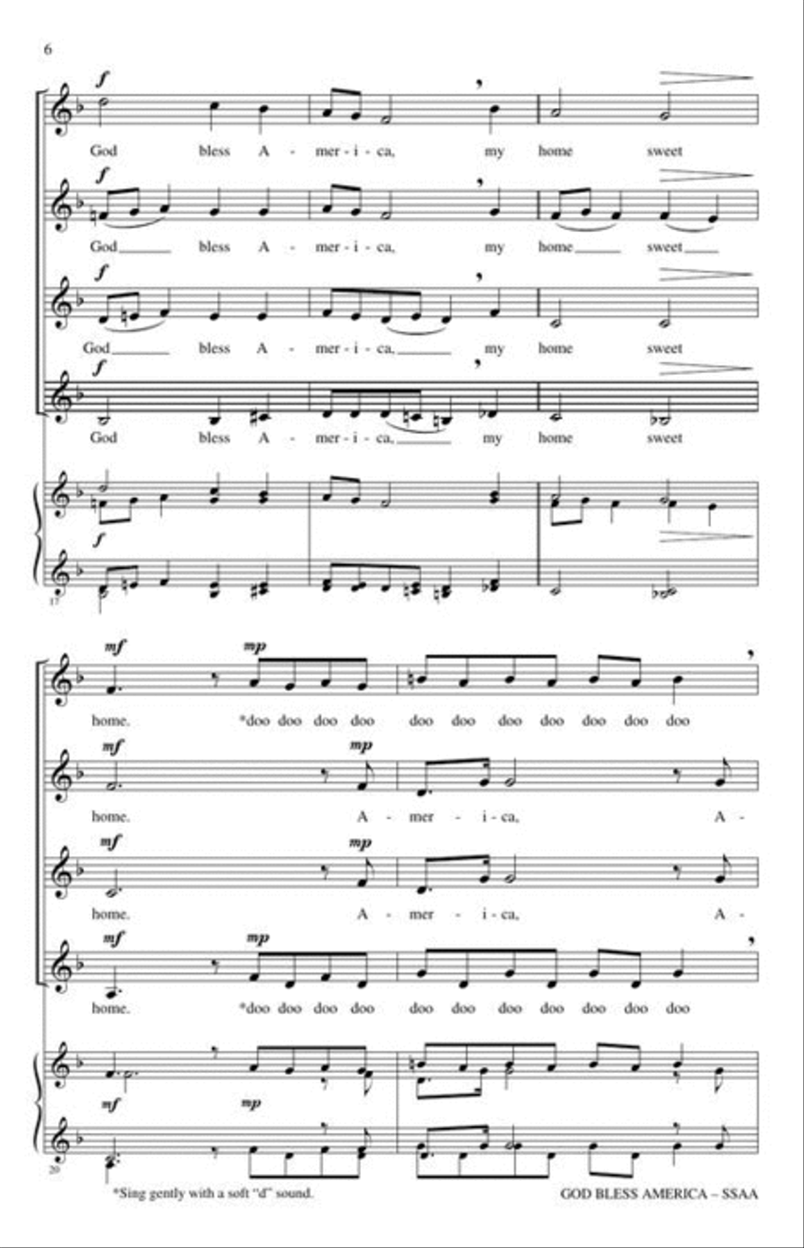 God Bless America By Irving Berlin Ssaa Sheet Music Sheet Music Plus