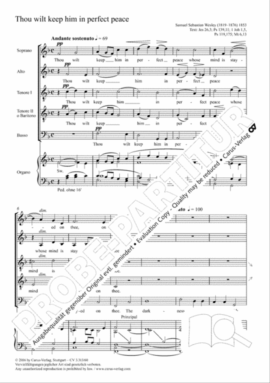 Thou wilt keep him in perfect peace by Samuel Sebastian Wesley ...