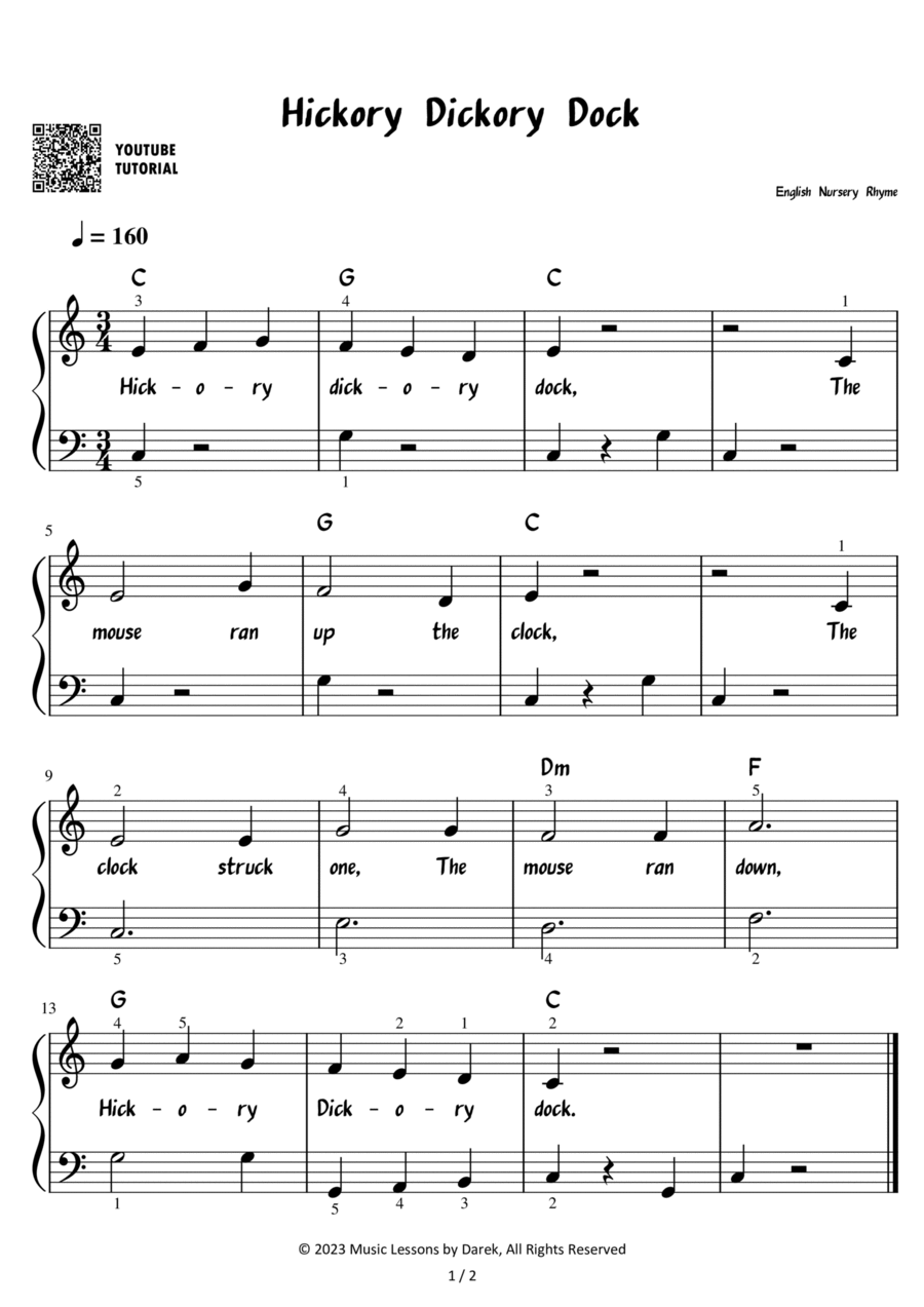 Hickory Dickory Dock – English Nursery Rhyme [EASY] - Easy Piano ...