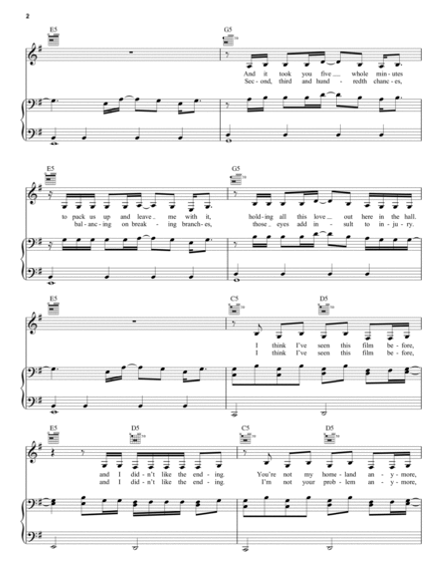 exile (feat. Bon Iver) by Taylor Swift - Piano, Vocal, Guitar - Digital ...