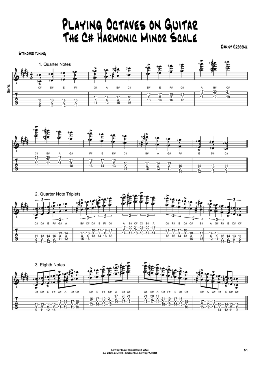 Playing Octaves on Guitar - The C# Harmonic Minor Scale by Traditional ...