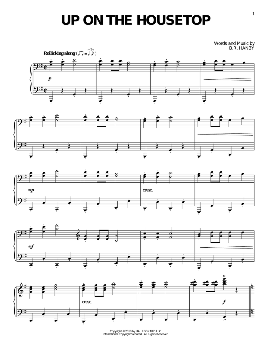 Up On The Housetop Jazz Version By Benjamin R Hanby Piano Solo