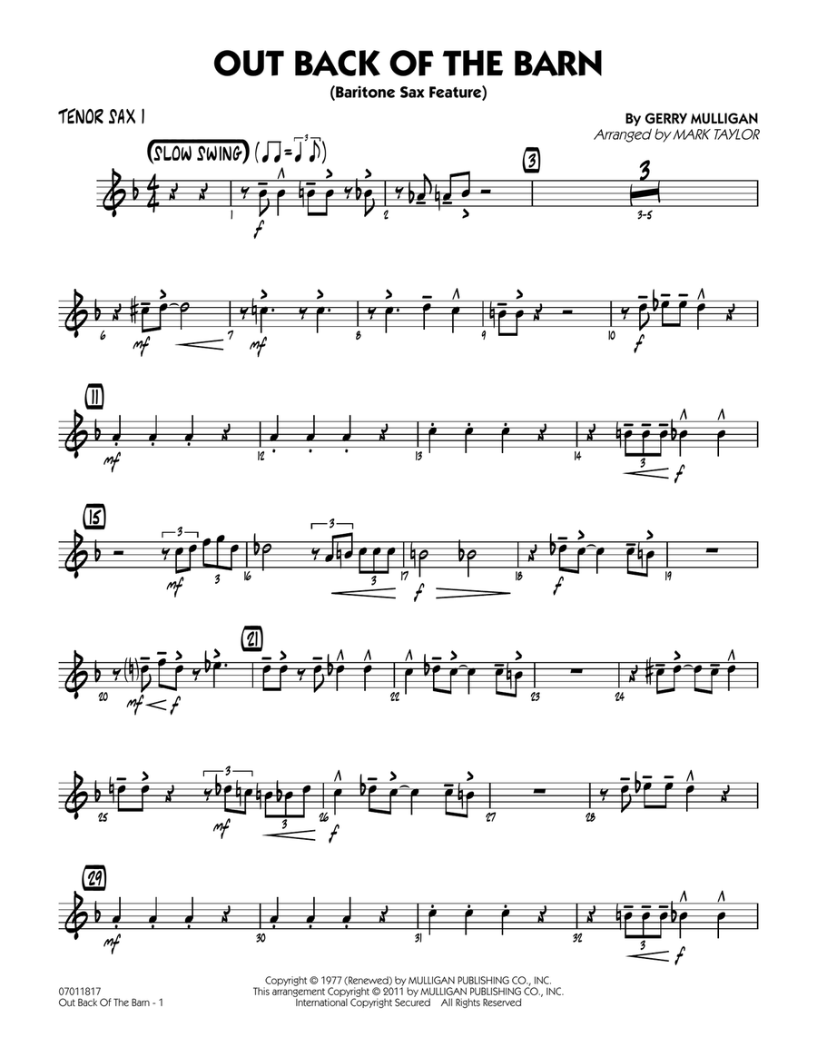 Out Back Of The Barn (Bari Sax Feature) - Tenor Sax 1 by Gerry Mulligan ...