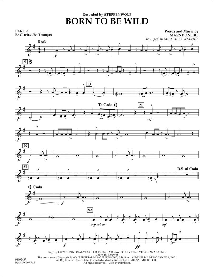Born to Be Wild - Pt.2 - Bb Clarinet/Bb Trumpet by Steppenwolf ...