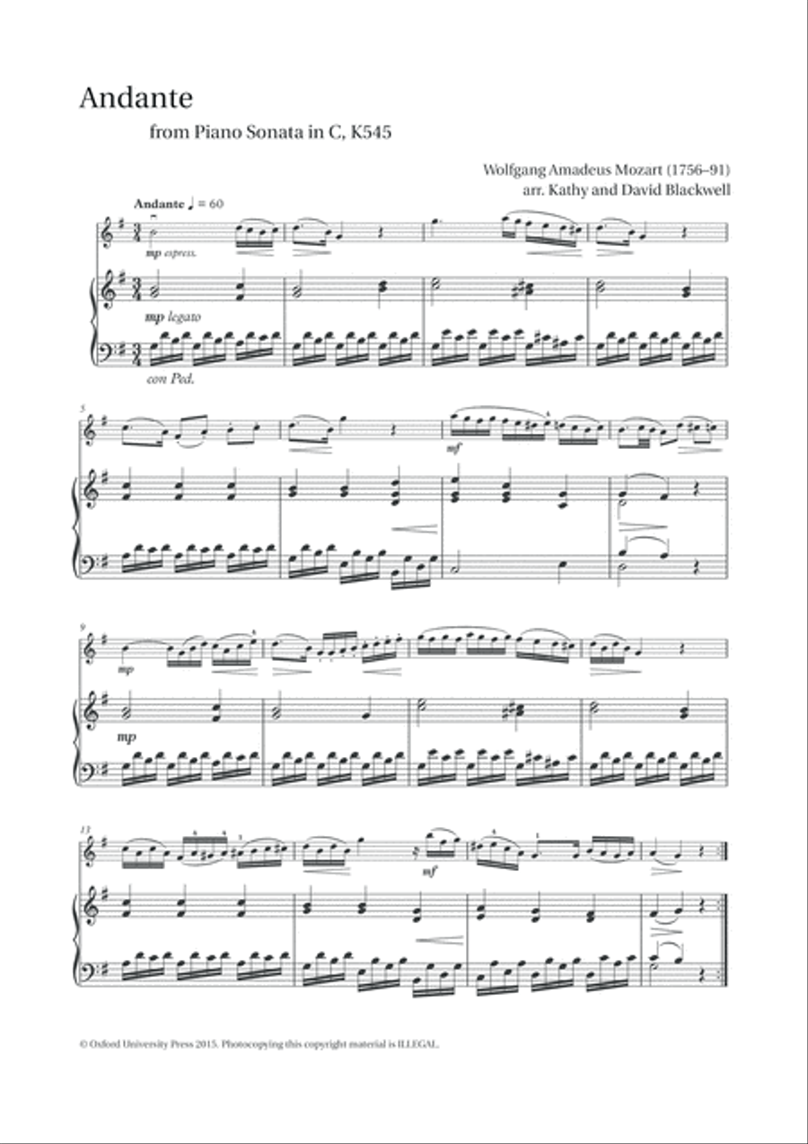 Andante From Piano Sonata In C K545 By Wolfgang Amadeus Mozart