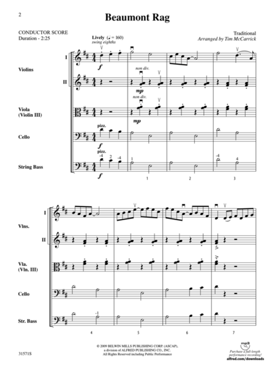 Beaumont Rag - String Orchestra - Sheet Music | Sheet Music Plus